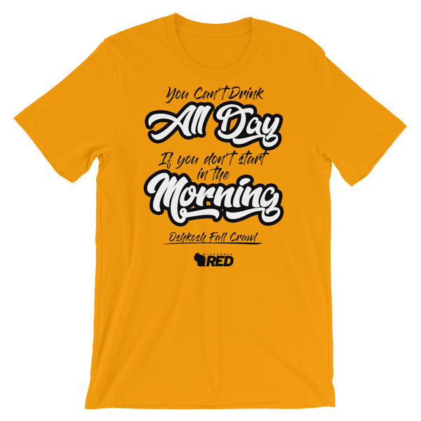 Oshkosh: Fall Pub Crawl - Start in the Morning T-Shirt - Wisconsin Red